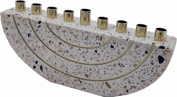 Chanukah Menorah Cement Terrazzo Arches - Hadarya